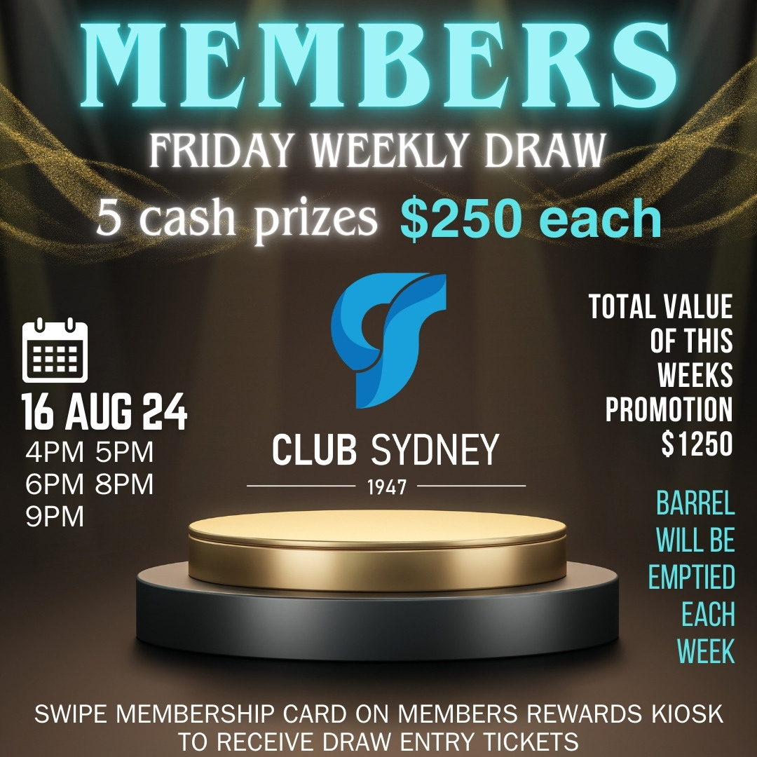 Members Badge Draw - Club Sydney