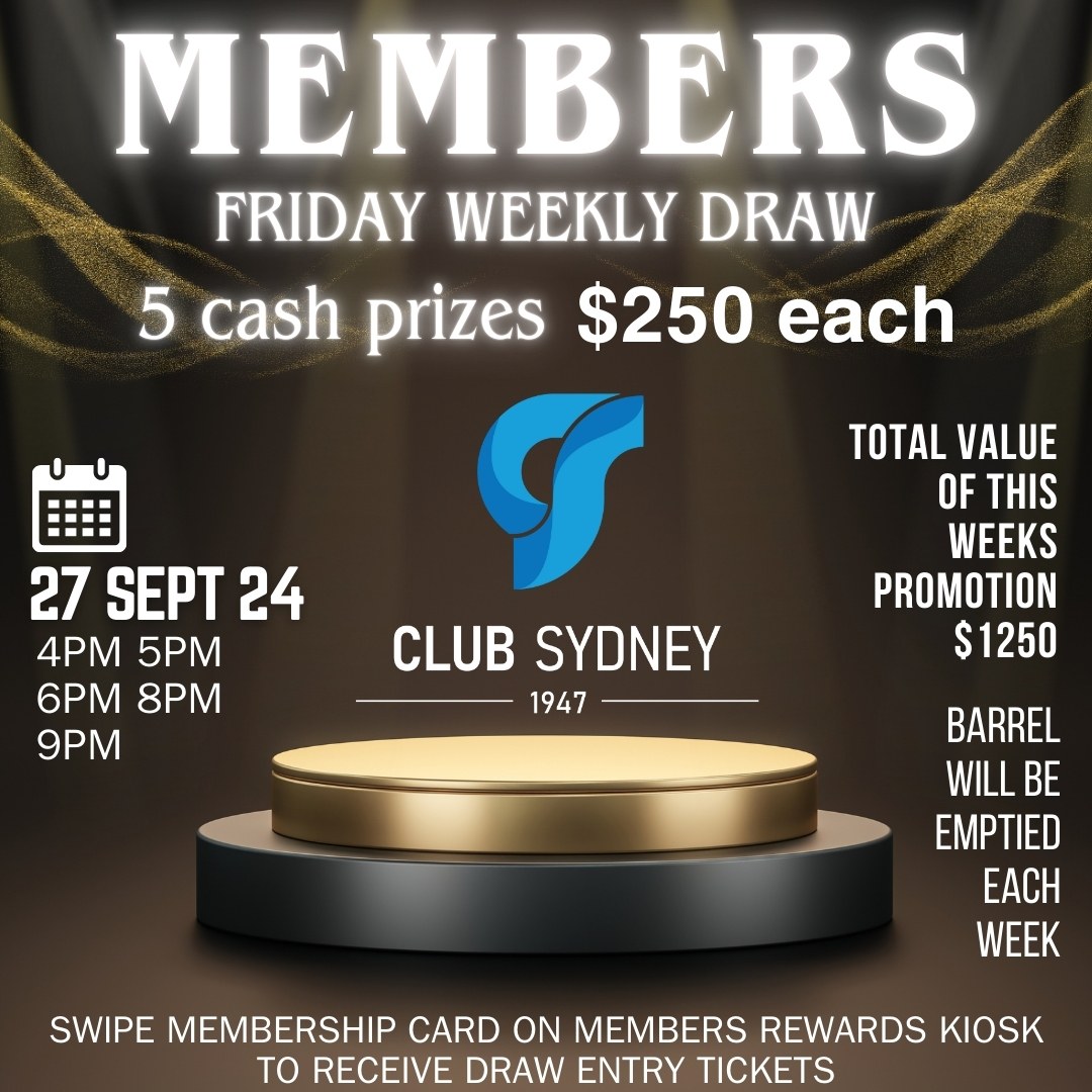 Members Badge Draw - Club Sydney